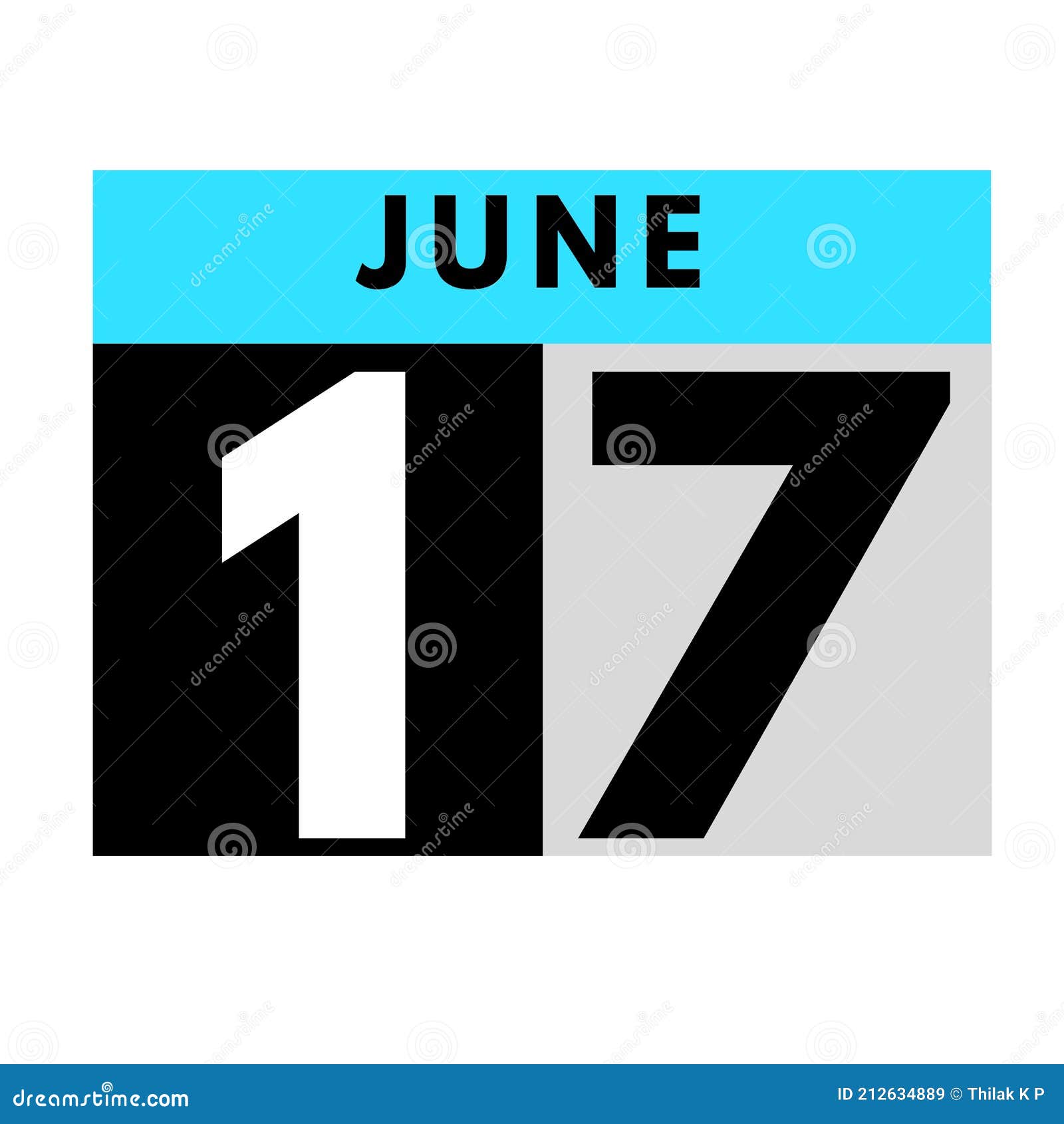 June 17 . Flat daily Calendar Icon .date ,day, Month Stock Illustration ...