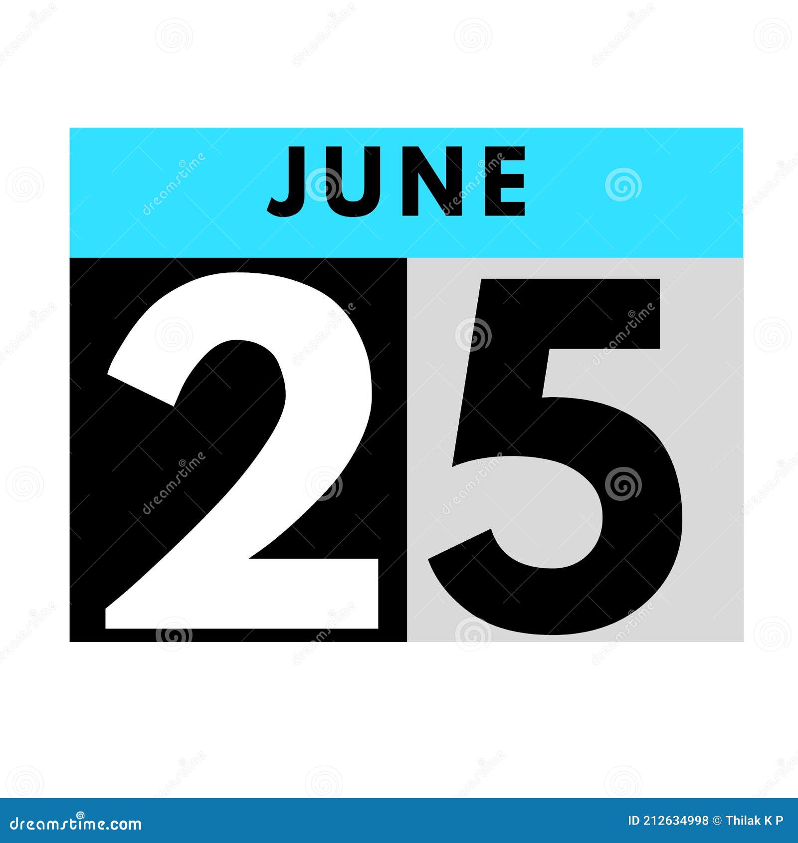 June 25 . Flat daily Calendar Icon .date ,day, Month Stock Illustration ...
