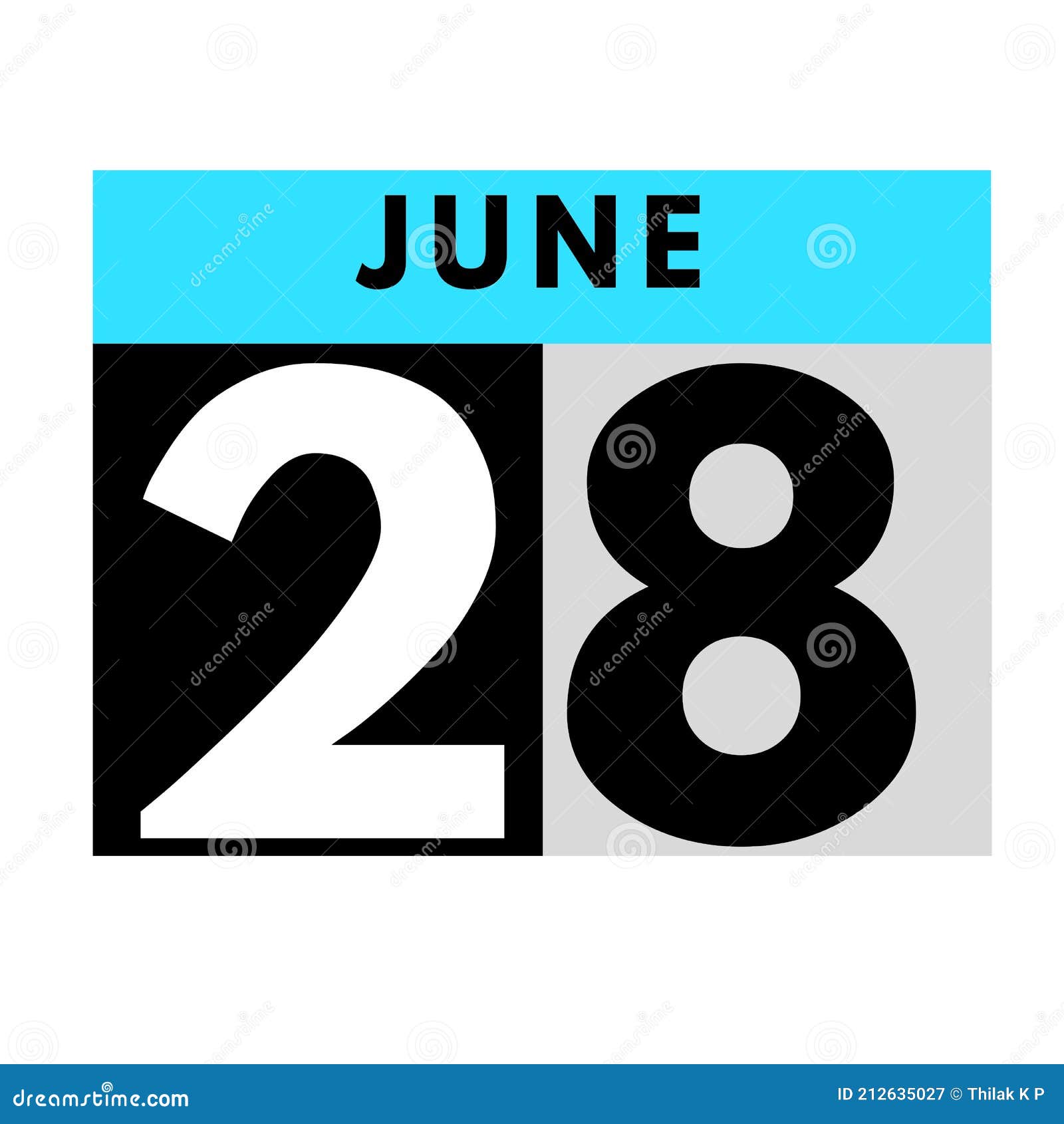 June 28 . Flat daily Calendar Icon .date ,day, Month Stock Illustration ...