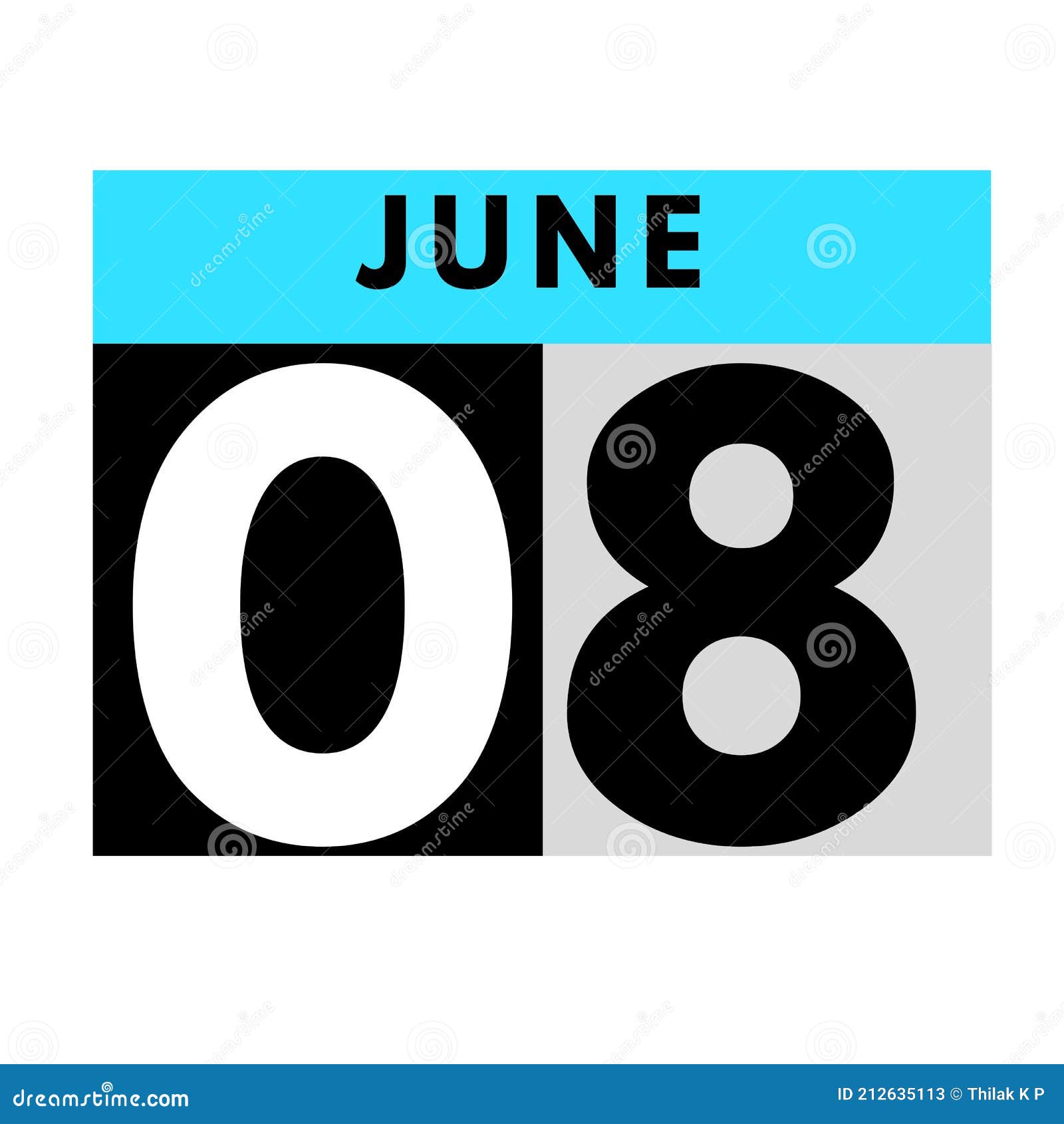June 8 . Flat daily Calendar Icon .date ,day, Month Stock Illustration ...