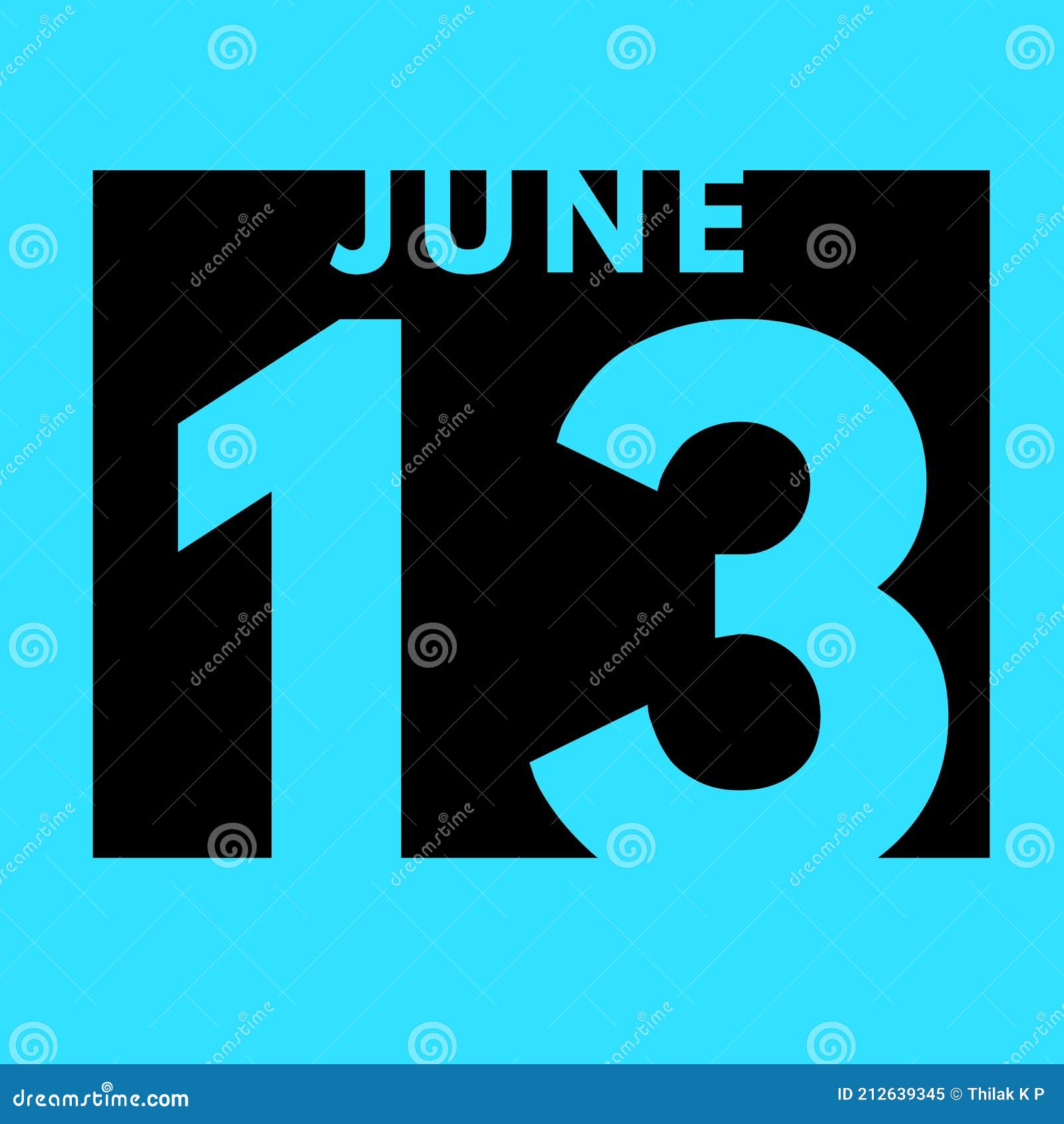 June 13 . Flat daily Calendar Icon .date ,day, Month Stock Illustration ...