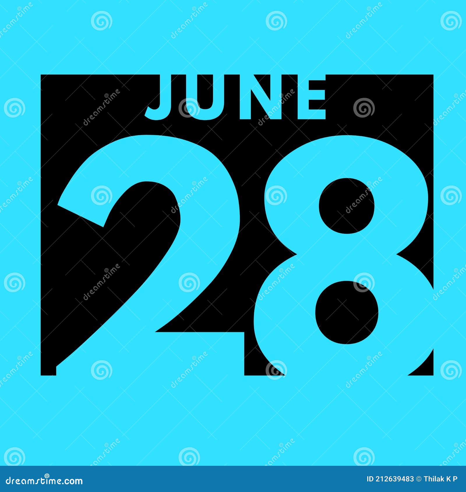 June 28 . Flat daily Calendar Icon .date ,day, Month Stock Illustration ...
