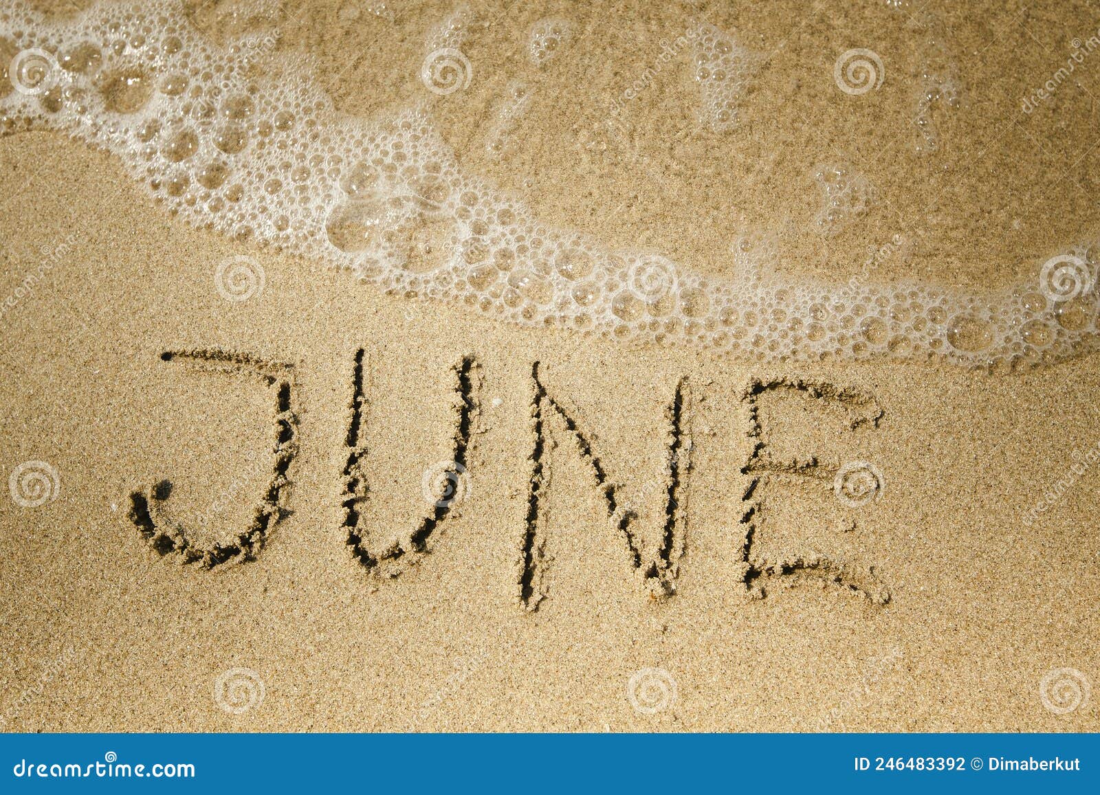 June - Handwritten on the Soft Beach Sand. Stock Photo - Image of ...