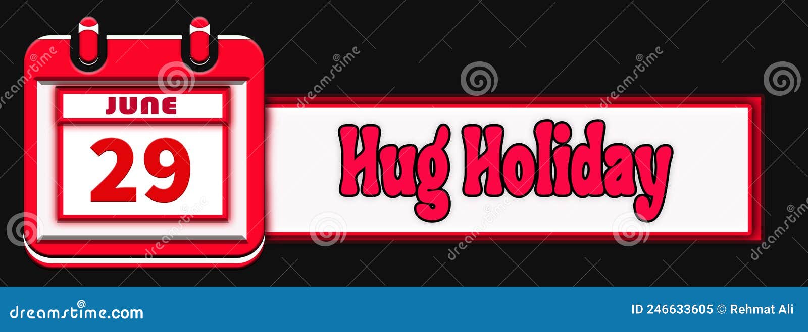 29 June, Hug Holiday, Text Effect on Black Background Stock ...