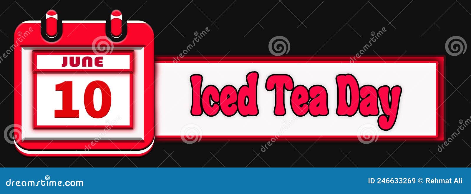 10 June, Iced Tea Day, Text Effect on Black Background Stock ...