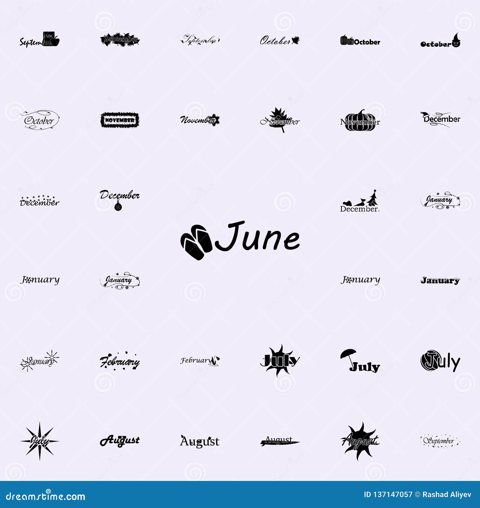 June Icon. Name of Month Icons Universal Set for Web and Mobile Stock ...