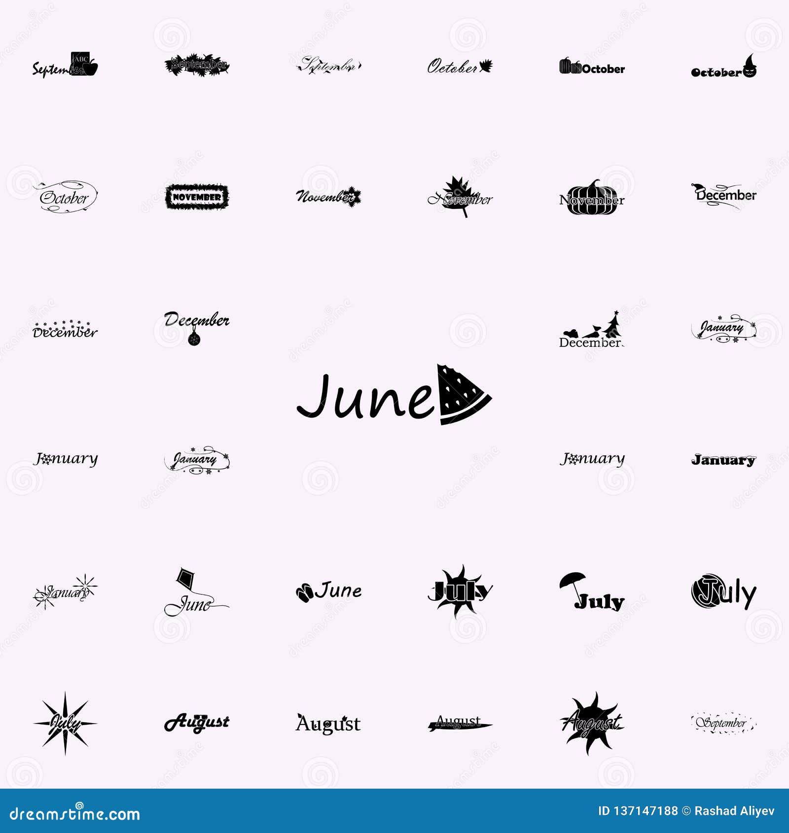 June Icon. Name of Month Icons Universal Set for Web and Mobile Stock ...
