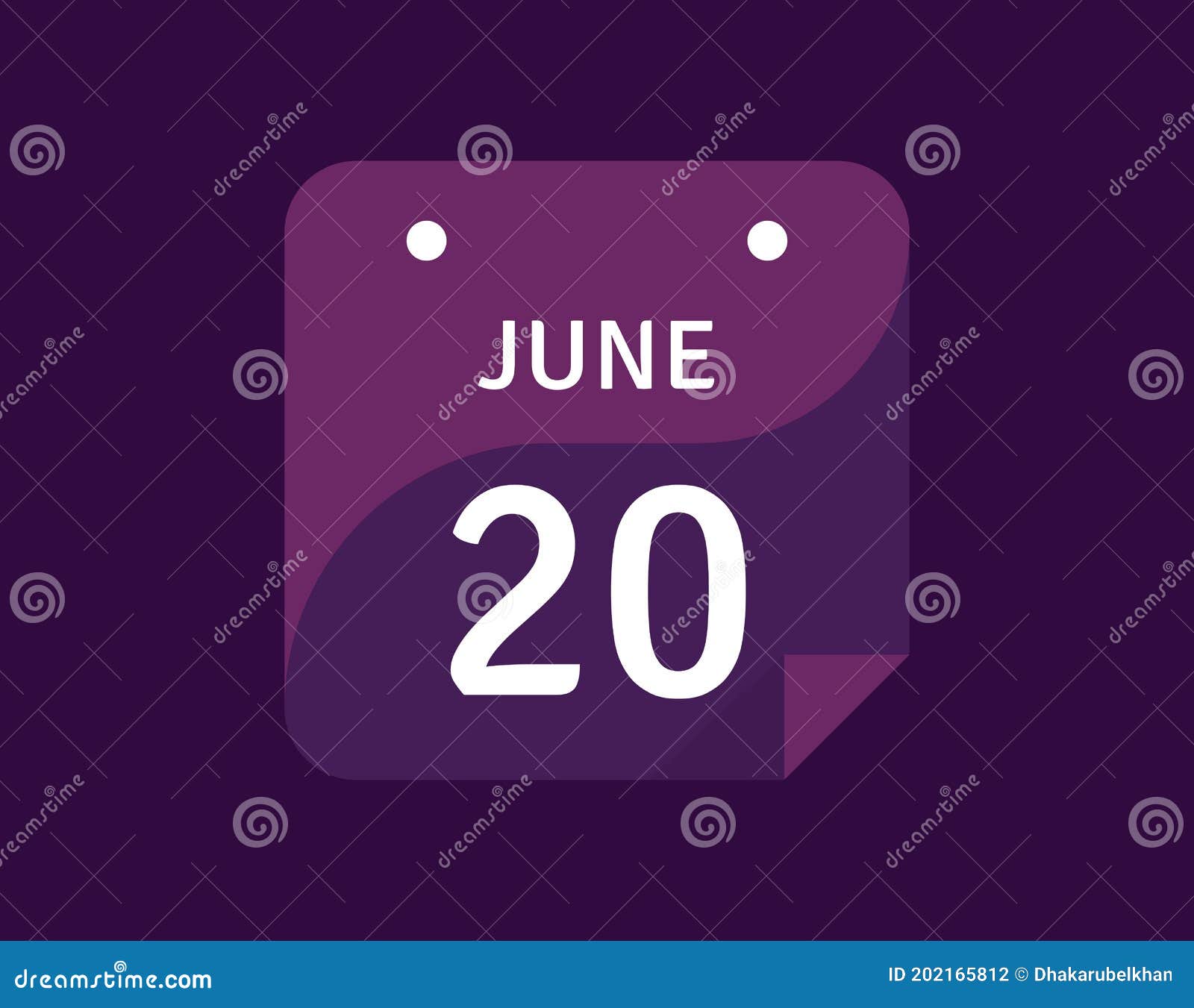 20 June, June 20 Icon Single Day Calendar Vector Illustration Stock ...