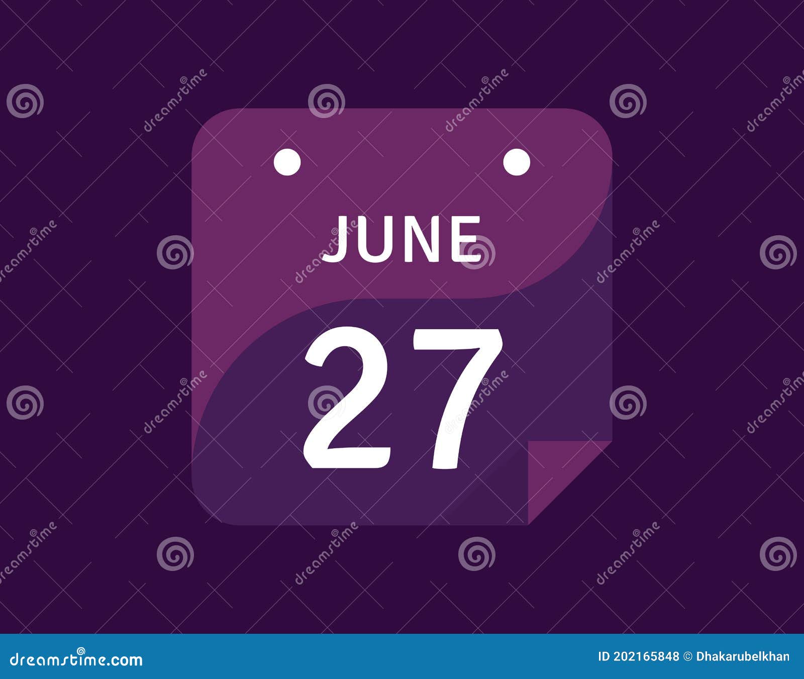 27 June, June 27 Icon Single Day Calendar Vector Illustration Stock ...