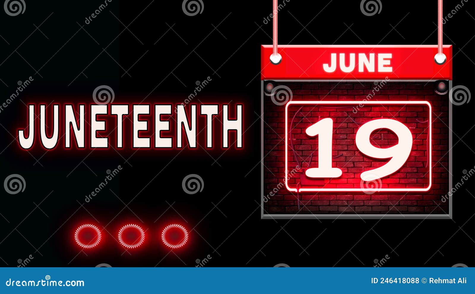 19 June, Juneteenth, Neon Text Effect on Black Background Stock ...