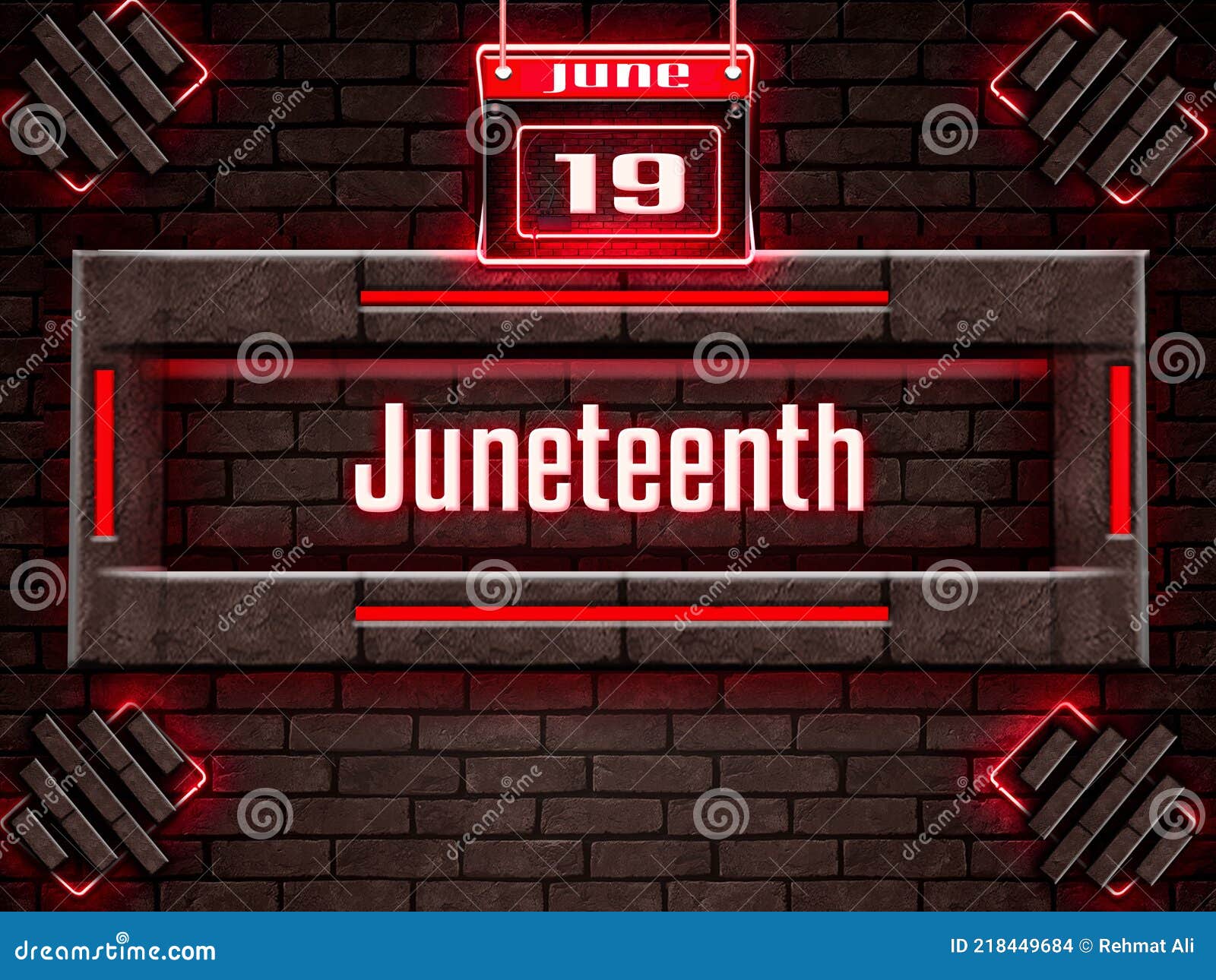 June,Juneteenth, Neon Text Effect On Bricks Background Stock Photo ...
