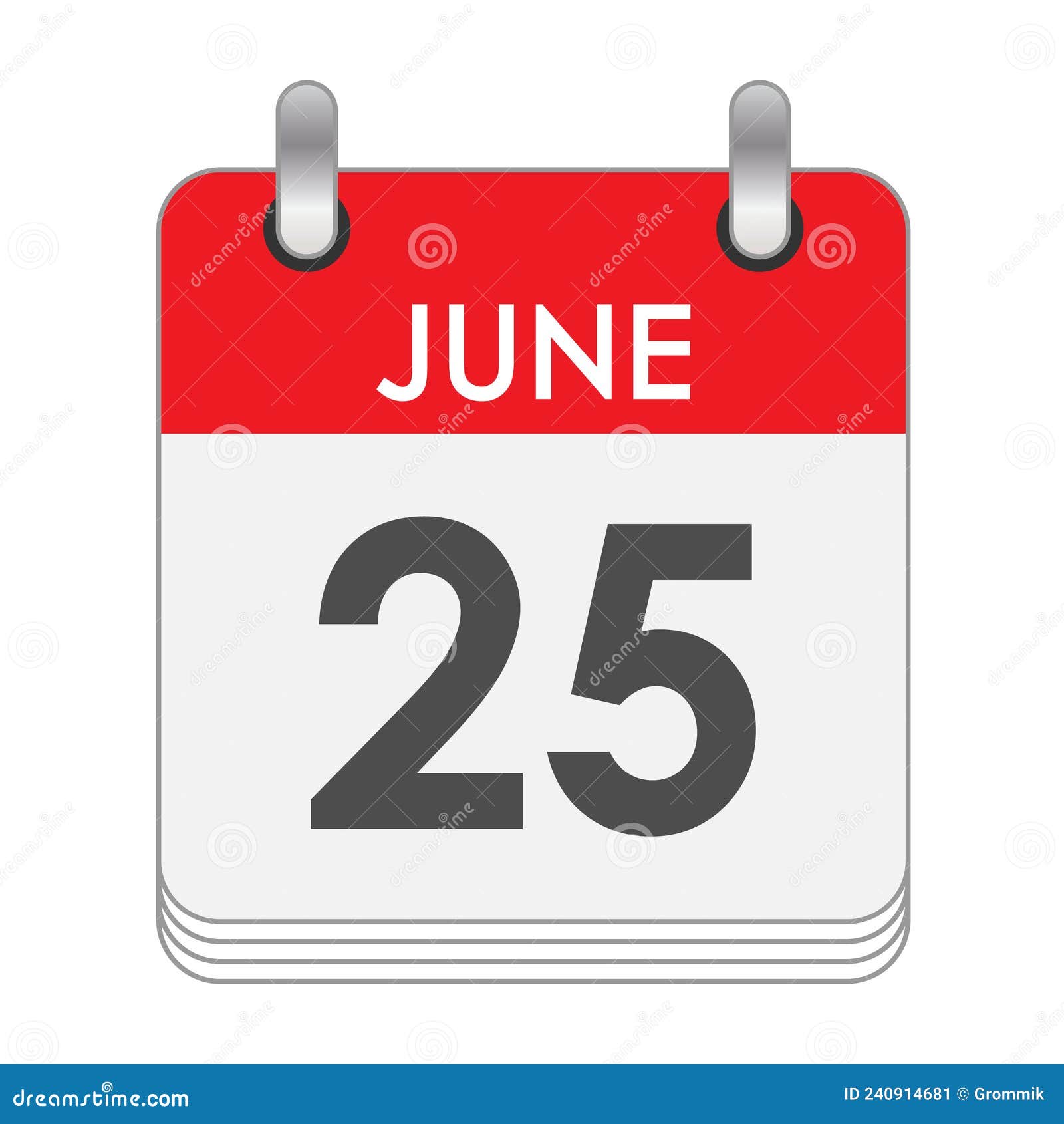 JUNE 25. a Leaf of the Flip Calendar with the Date of JUNE 25 Stock ...