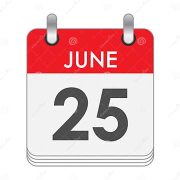 JUNE 25. a Leaf of the Flip Calendar with the Date of JUNE 25 Stock ...