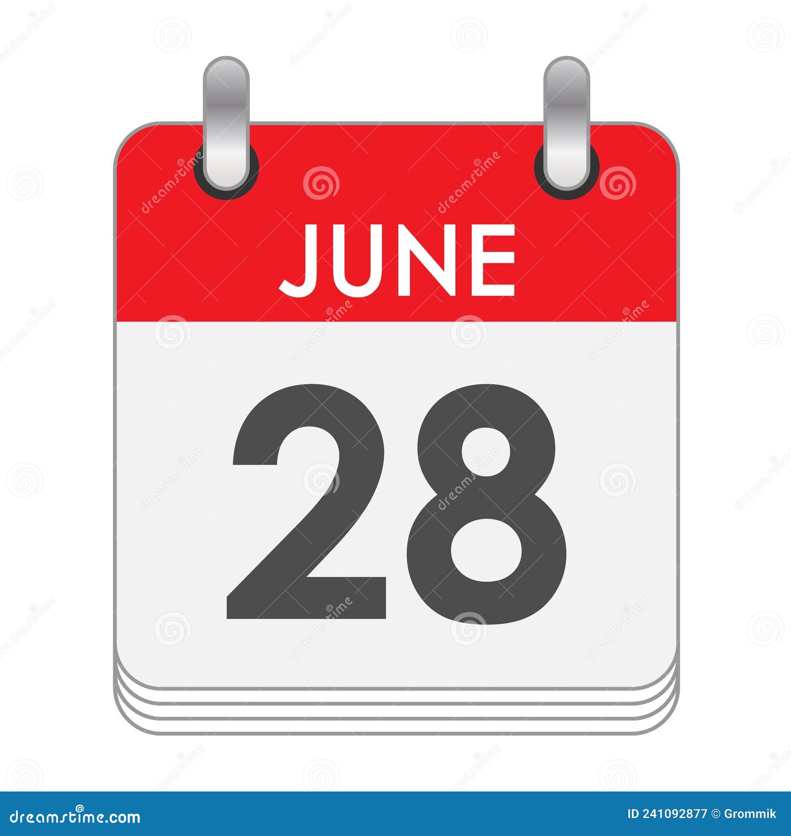 JUNE 28. a Leaf of the Flip Calendar with the Date of JUNE 28 Stock ...