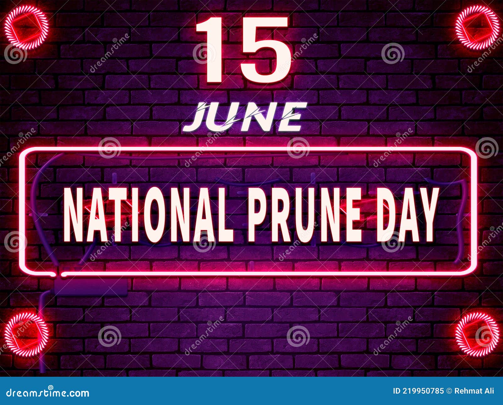 June Month Day 15, Smile Power Day. Neon Text Effect on Bricks ...