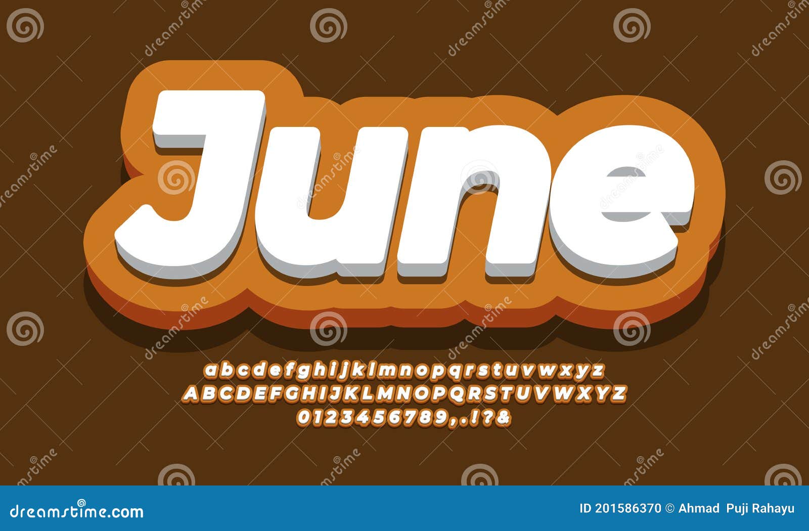 June Month Text 3d Orange Gold Design Stock Vector - Illustration of ...