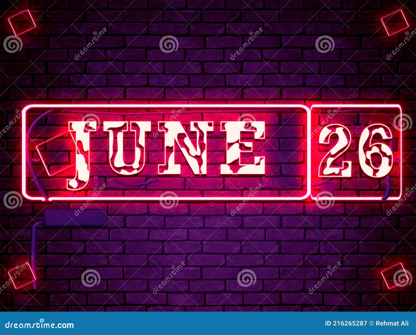26 June, Monthly Calendar on Bricks Background Stock Illustration ...