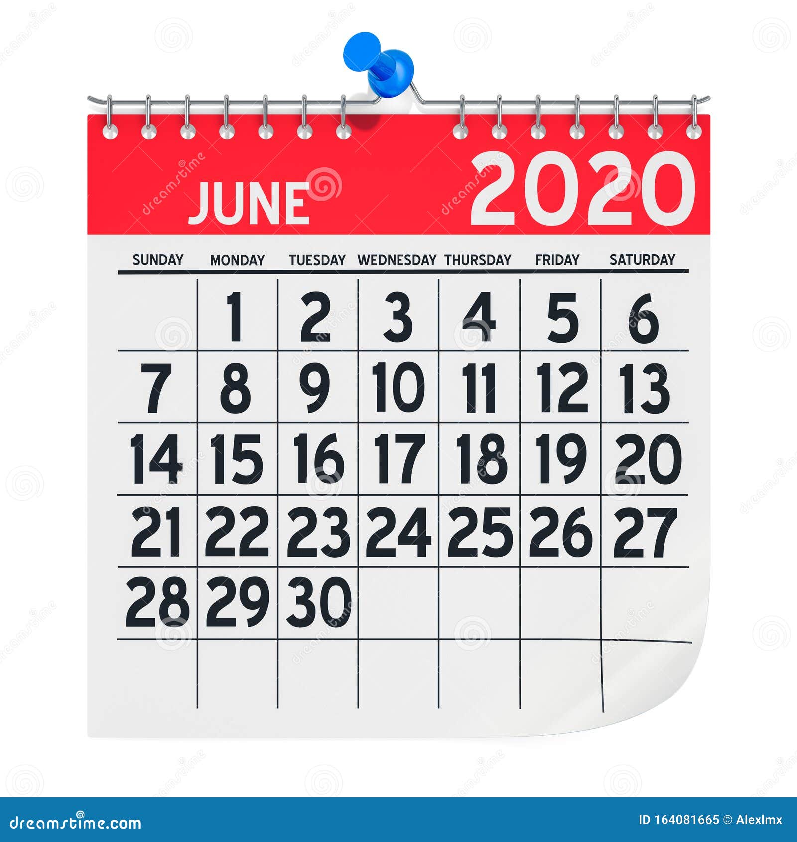 June 2020 Monthly Wall Calendar, 3D Rendering Stock Illustration ...