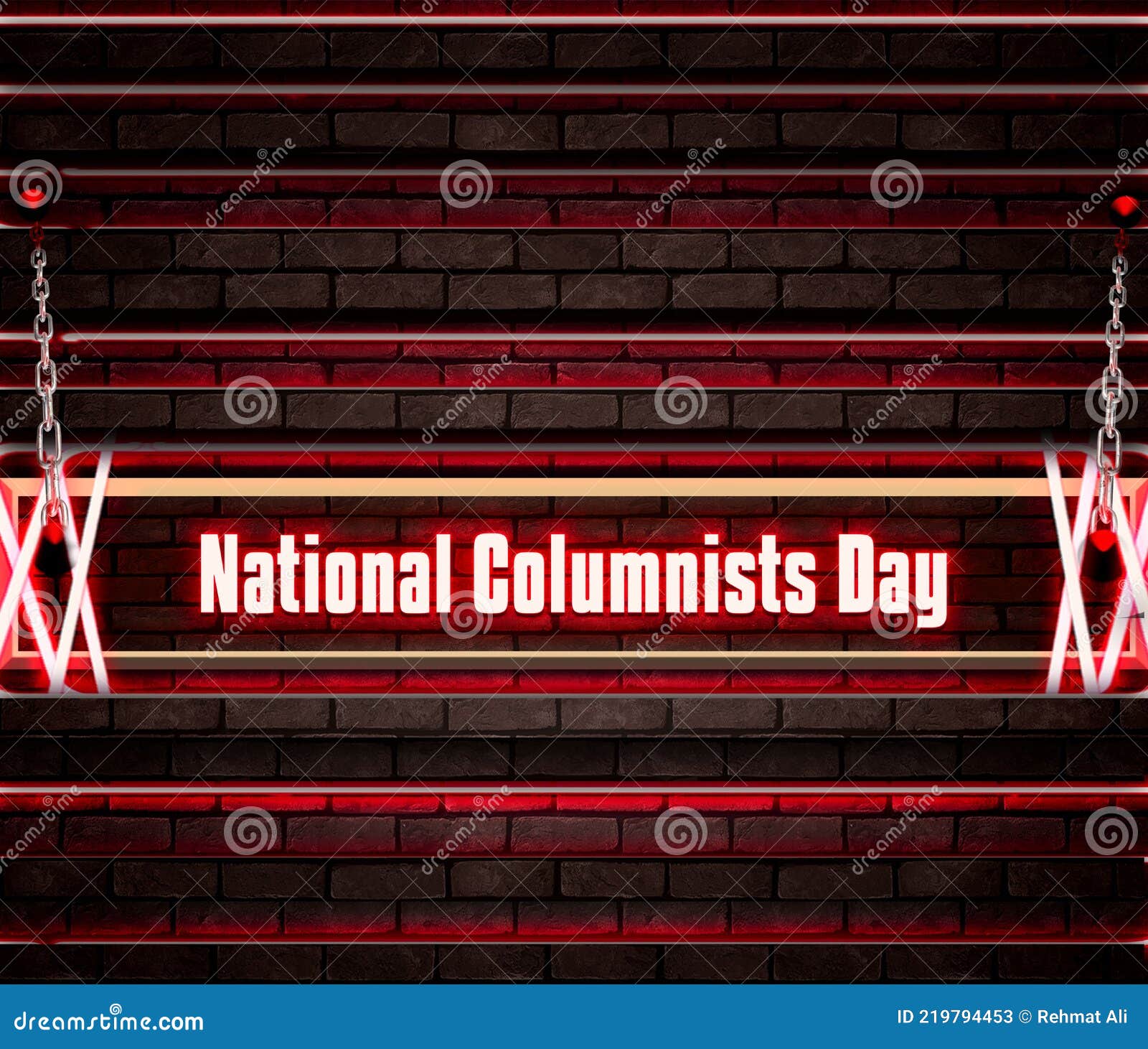 June, National Columnists Day, Neon Text Effect on Bricks Background ...