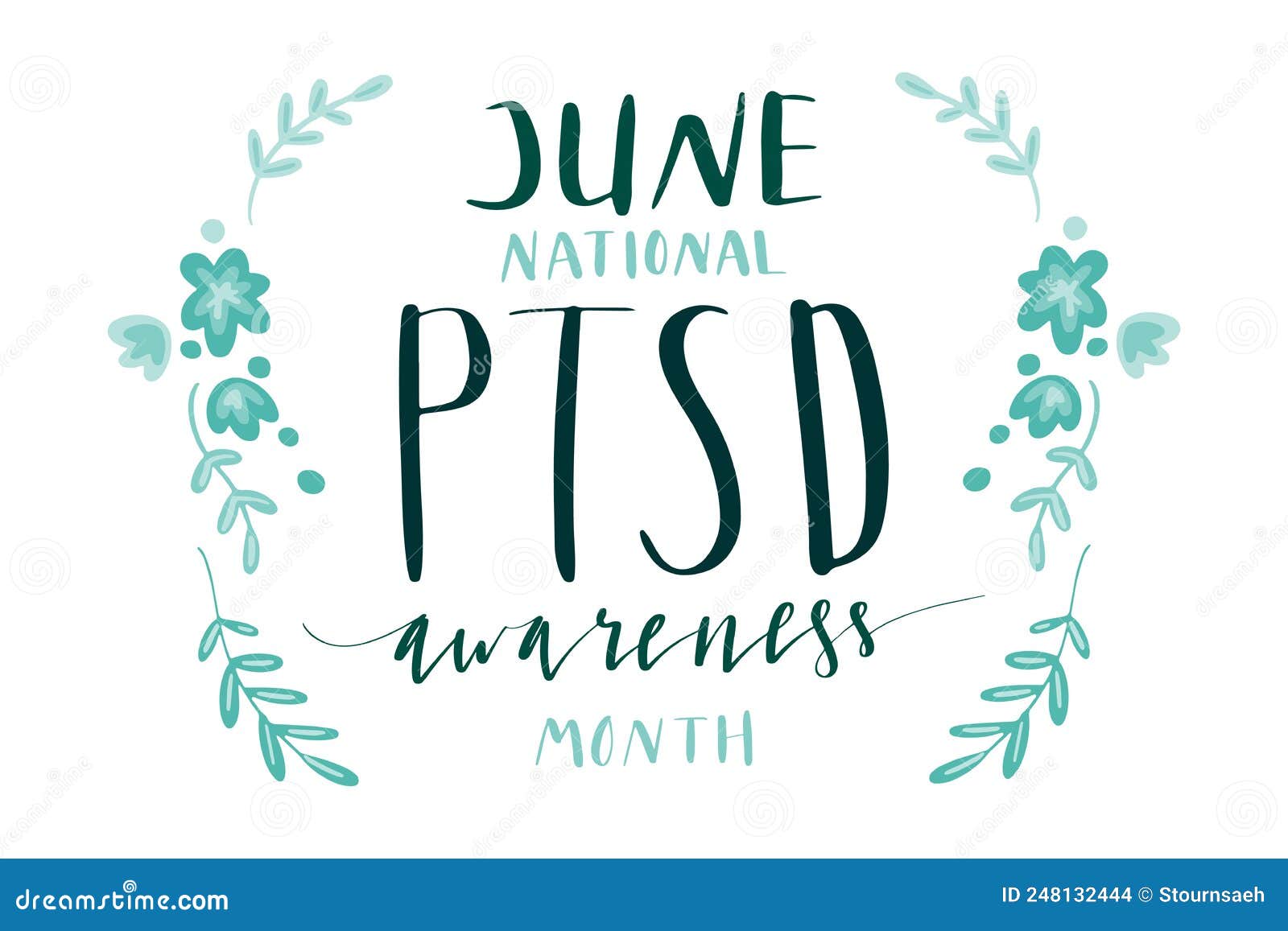 June National PTSD Awareness Month Hand Lettering Vector Illustration ...