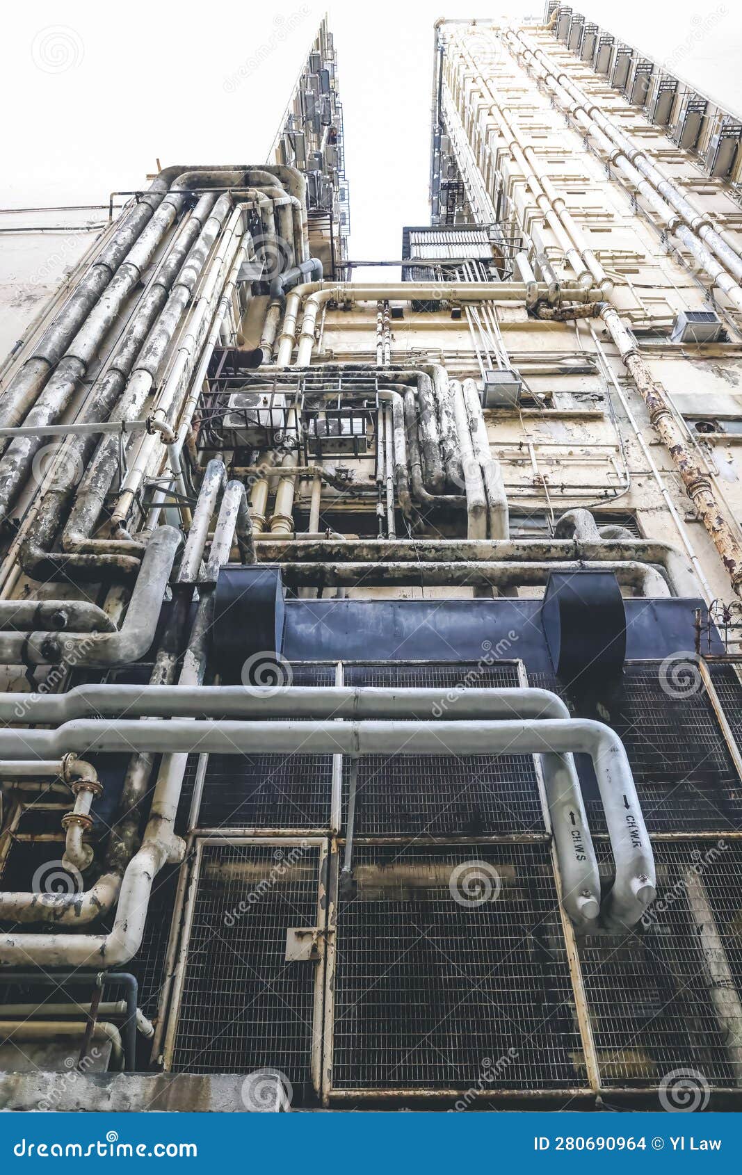 The Pipe System Outside of the Building, Hong Kong , June 9 2023 ...