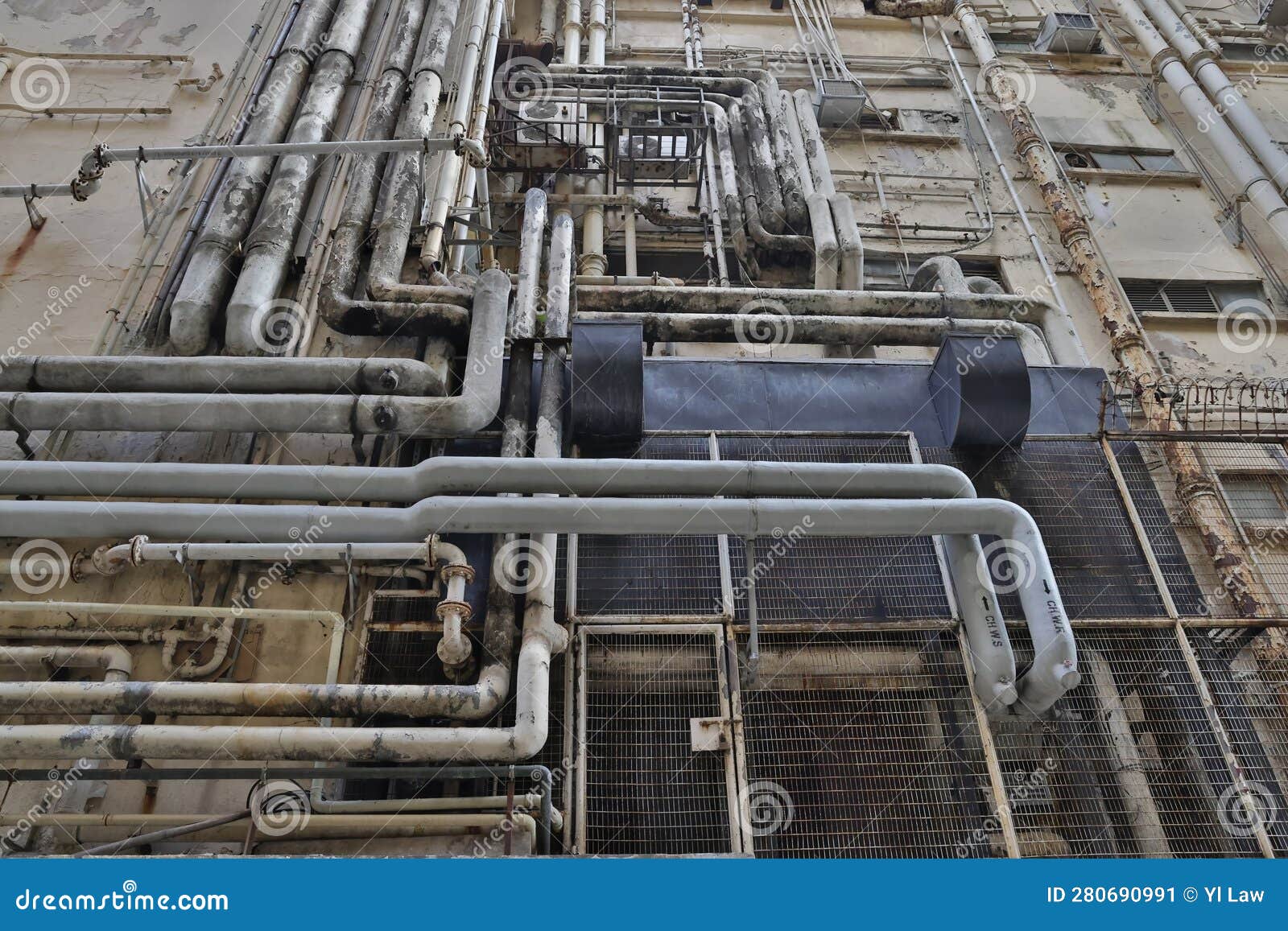 The Pipe System Outside of the Building, Hong Kong , June 9 2023 ...