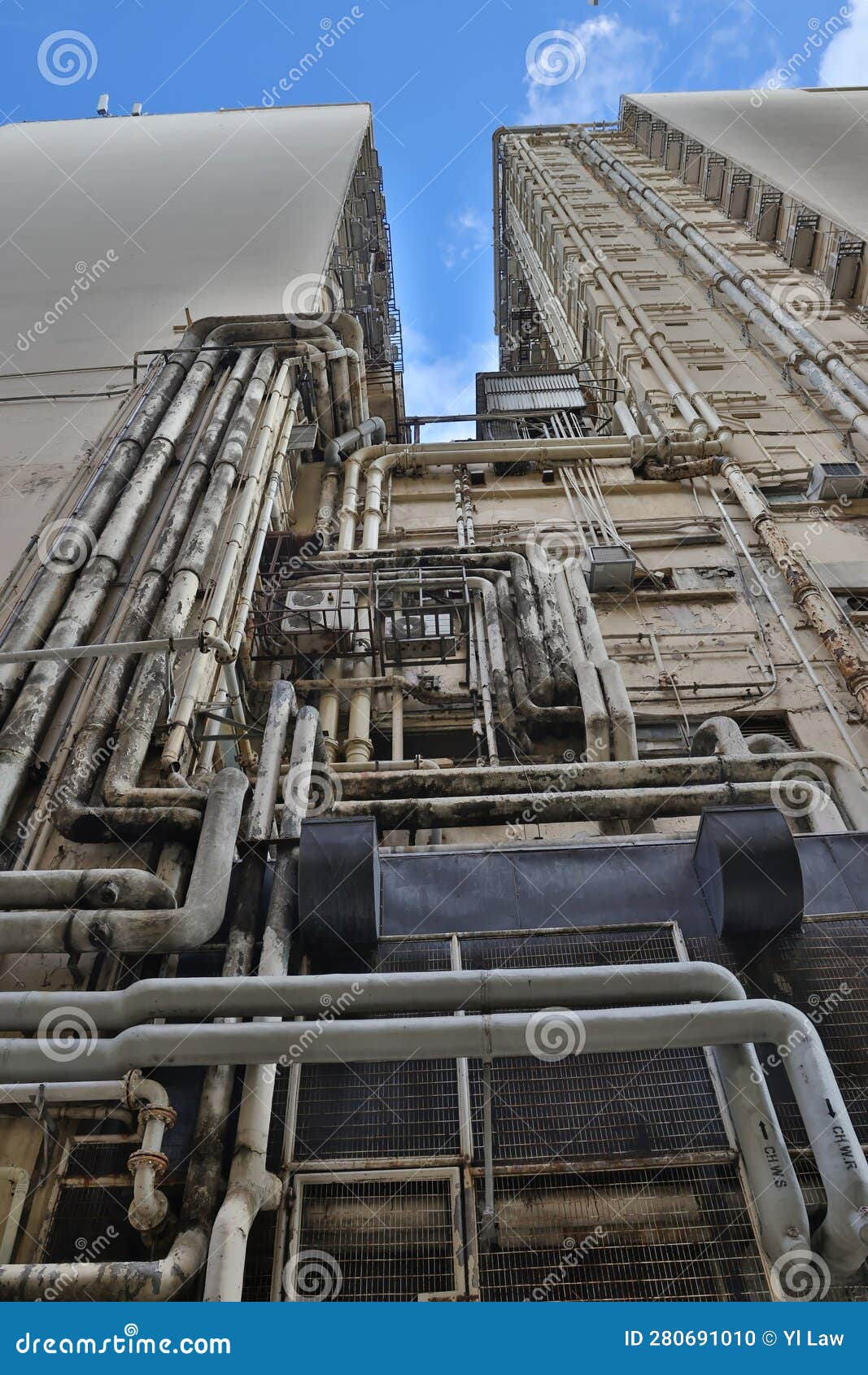 The Pipe System Outside of the Building, Hong Kong , June 9 2023 ...