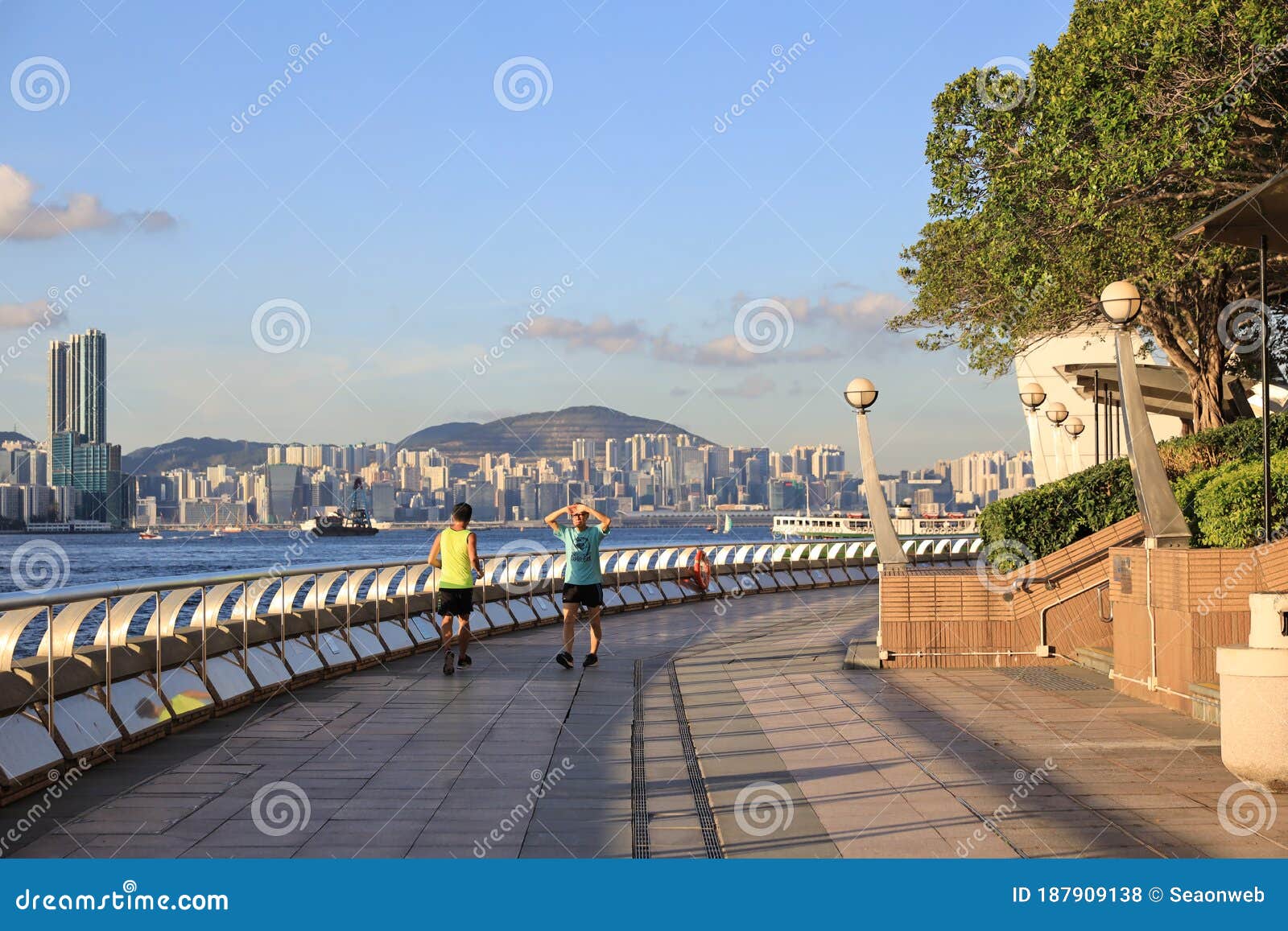 19 June 2020 Runner Run at the Wan Chai Waterfront Promenade Editorial ...