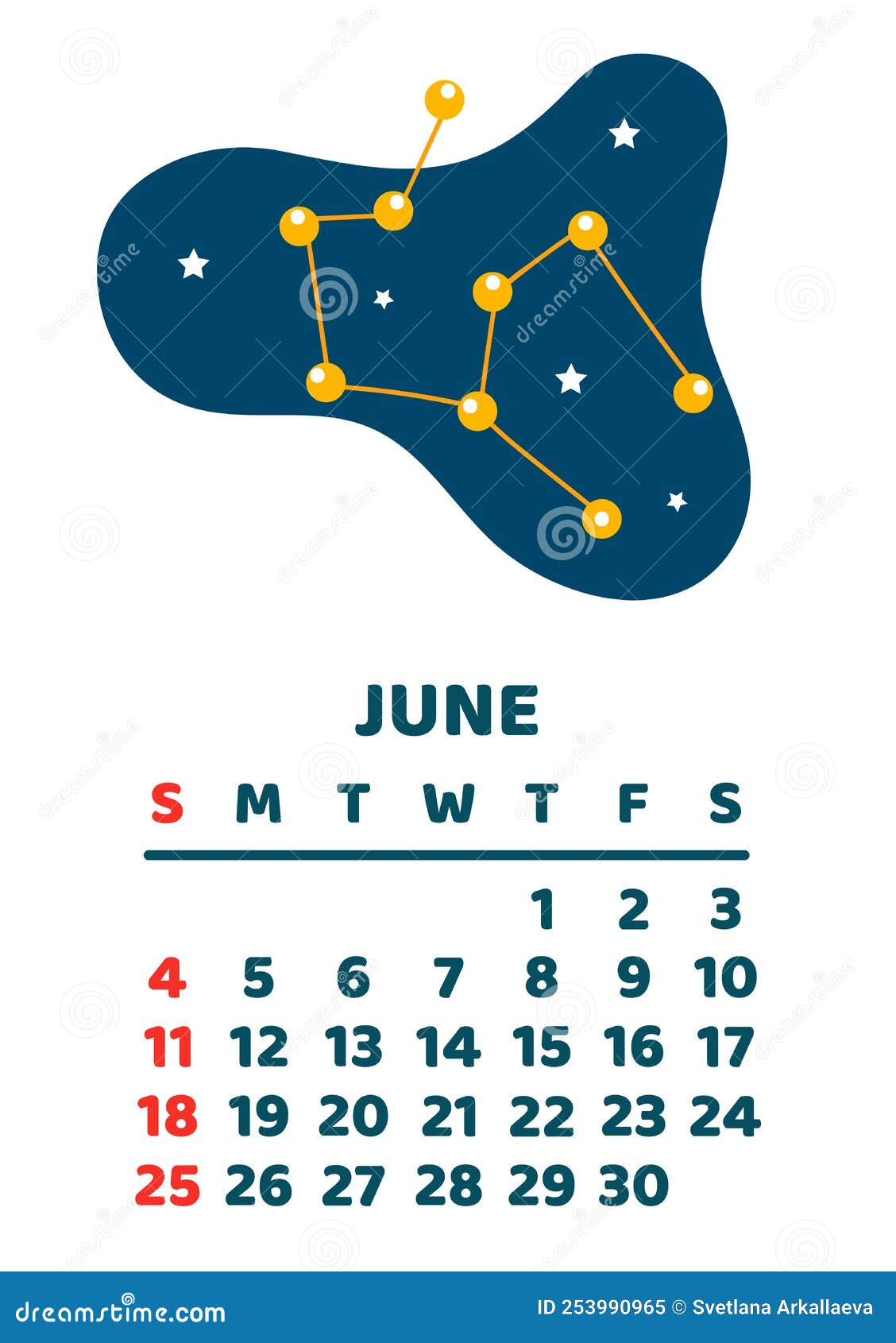 June. Space Calendar Planner 2023. Weekly Scheduling, Planets, Space ...