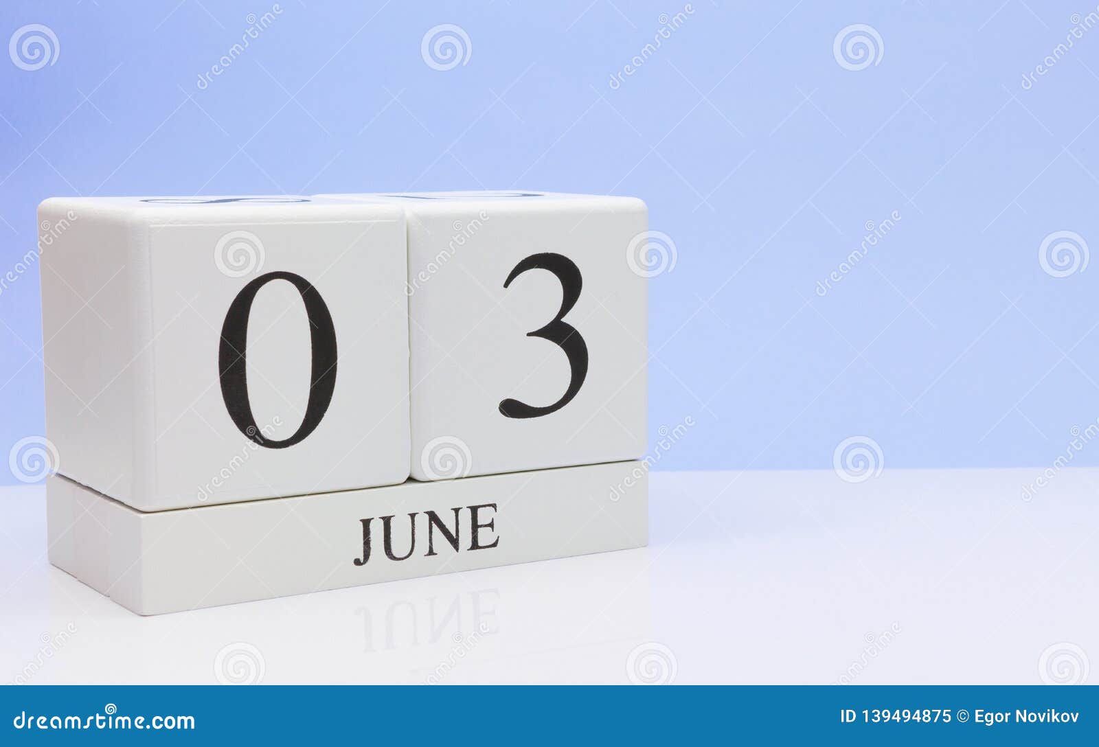 June 03st. Day 3 of Month, daily Calendar on White Table with ...