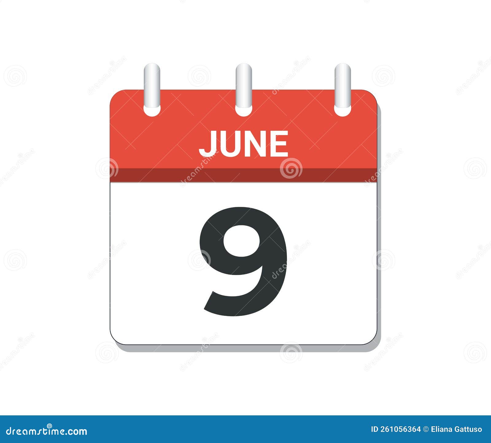 June 9th Calendar Icon Vector. Concept of Schedule, Business and Tasks ...