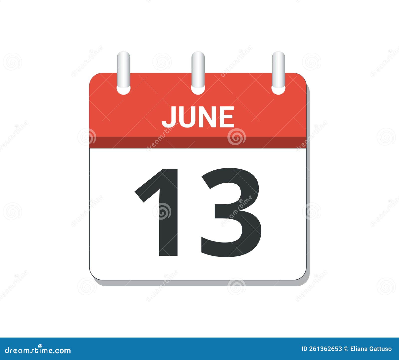 June 13th Calendar Icon Vector. Concept of Schedule, Business and Tasks ...