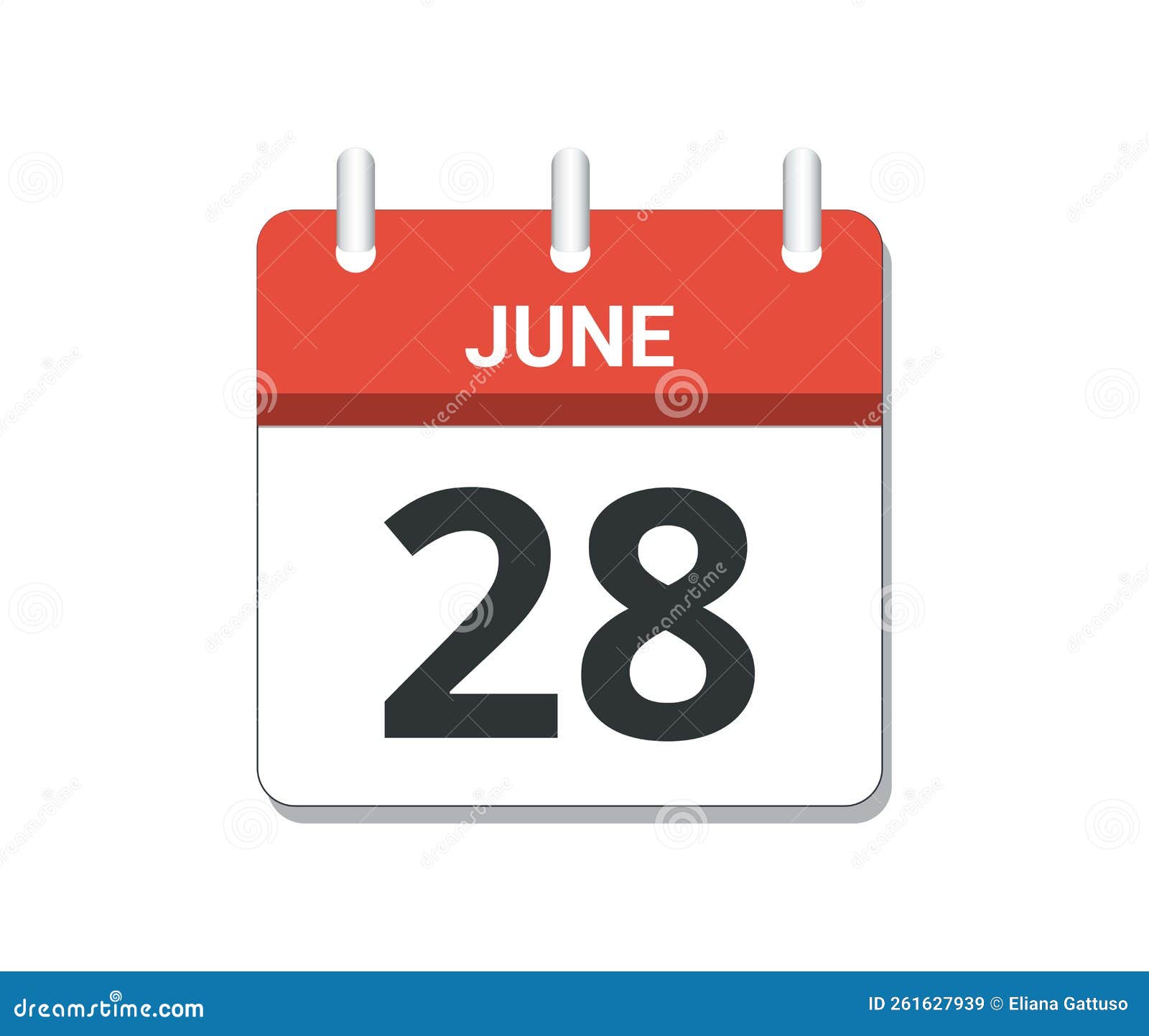 June 28th Calendar Icon Vector. Concept of Schedule, Business and Tasks ...