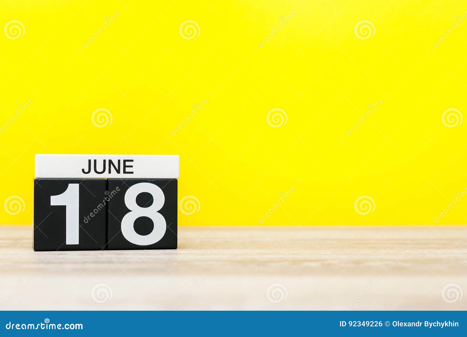 June 18th. Day 18 of Month, Calendar on Yellow Background. Summer Day ...
