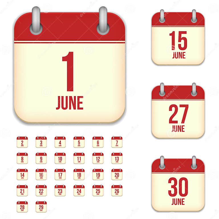 June vector calendar icons stock vector. Illustration of month - 31829648