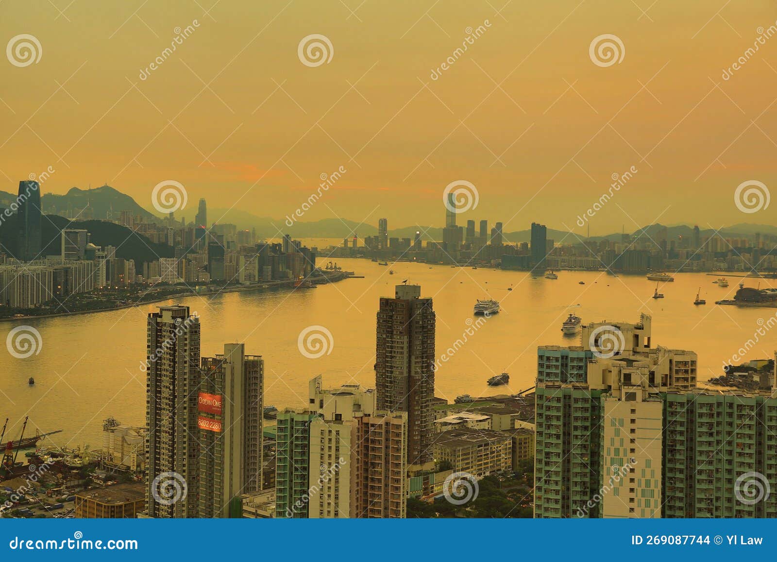 19 June 2013 Victoria Harbor Sunset , View at Devil Peak, Hk Editorial ...
