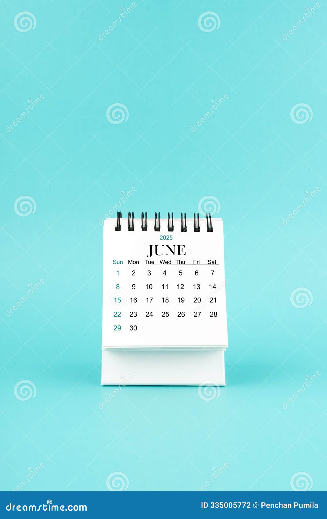 June 2025 White Desk Calendar on Blue Background Stock Photo - Image of ...