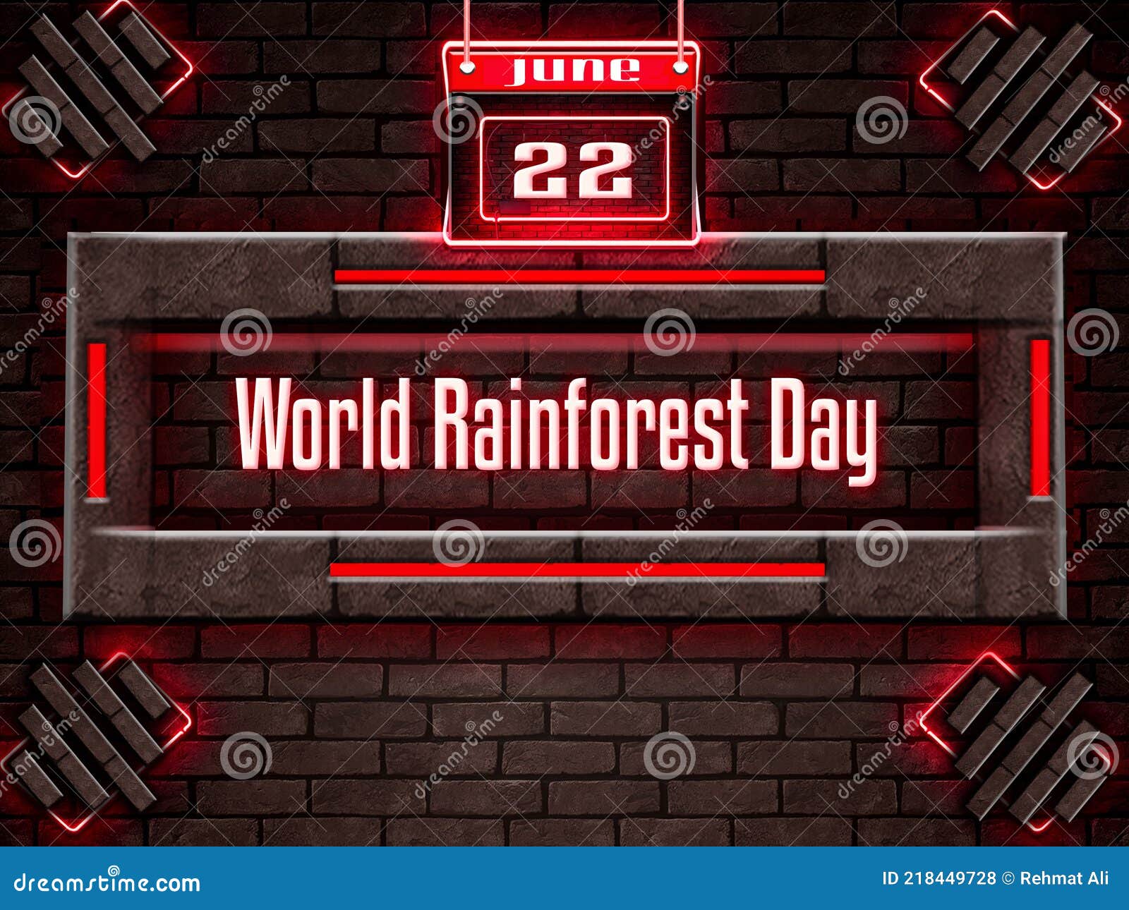 22 June, World Rainforest Day, Neon Text Effect on Bricks Background ...