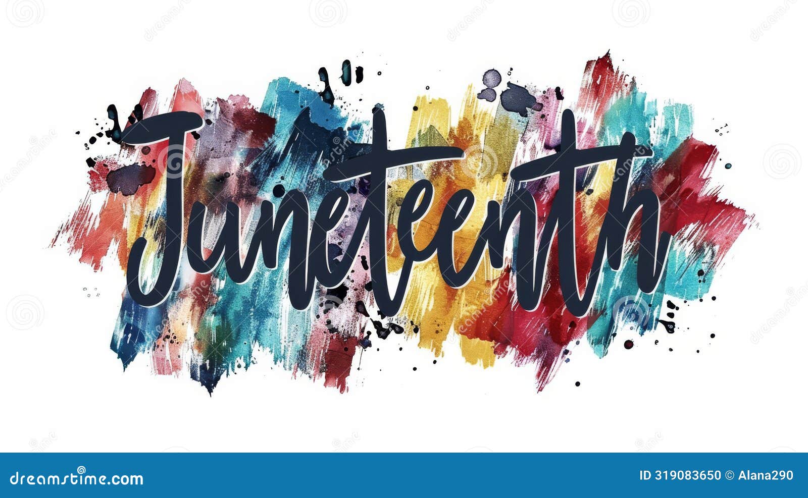 Juneteenth - Calligraphy Lettering on Abstract Painted Splash ...