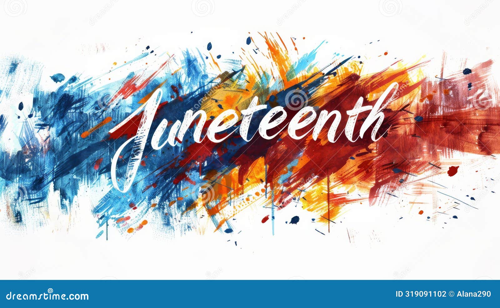 Juneteenth - Calligraphy Lettering on Abstract Painted Splash ...