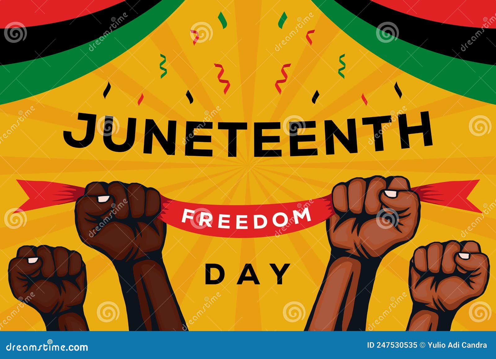 Juneteenth Design Background Illustration with Strong Fist Hands Stock ...