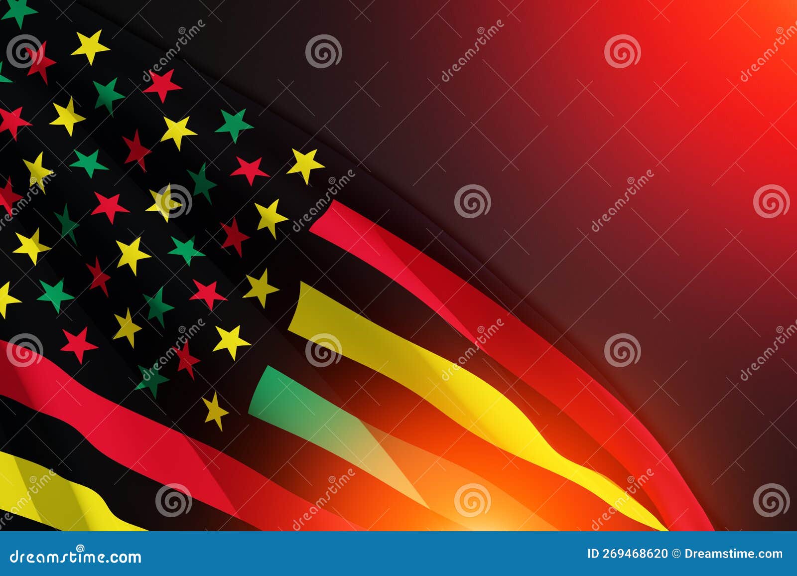 Juneteenth Flag Background with Red Glow. Stock Illustration ...
