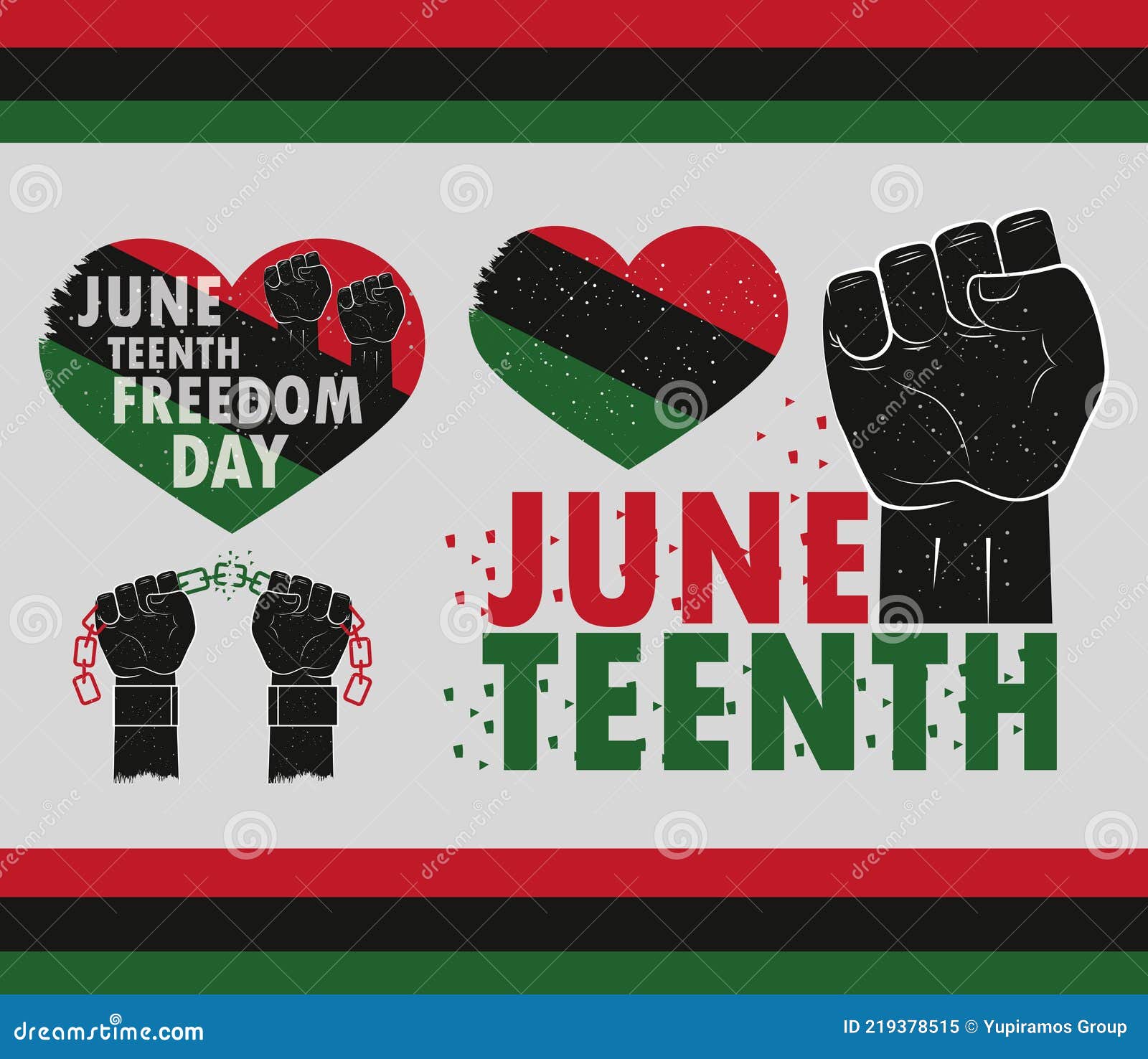 Juneteenth icon collection stock vector. Illustration of liberation ...