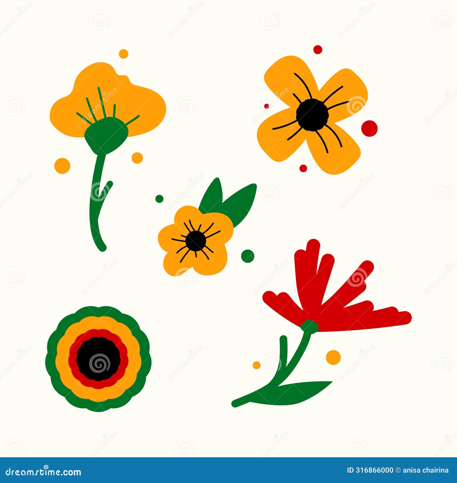 Juneteenth Flower Design Element Collection Stock Illustration ...