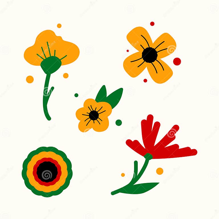 Juneteenth Flower Design Element Collection Stock Illustration ...
