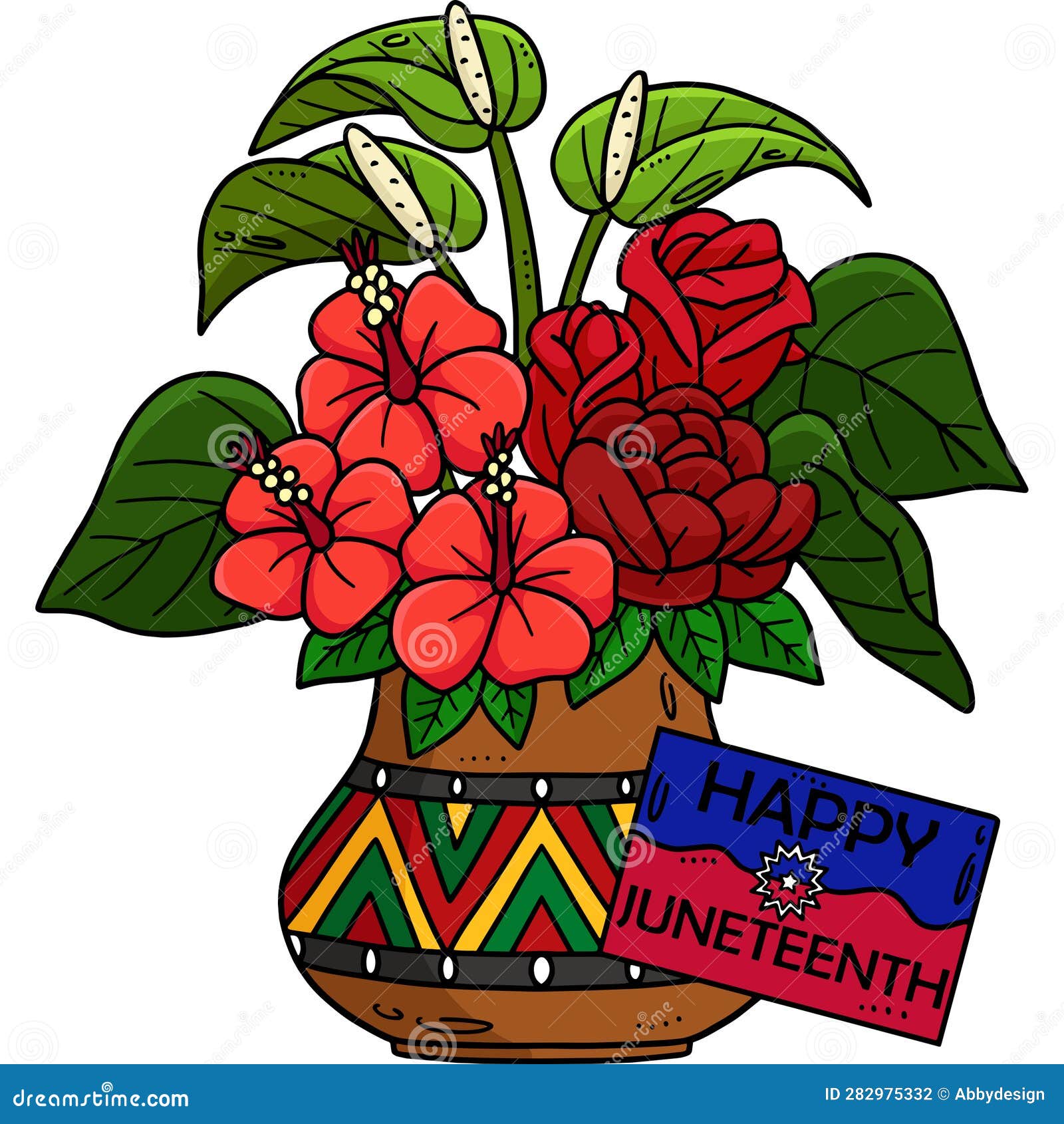 Juneteenth Flowers Cartoon Colored Clipart Stock Vector - Illustration ...