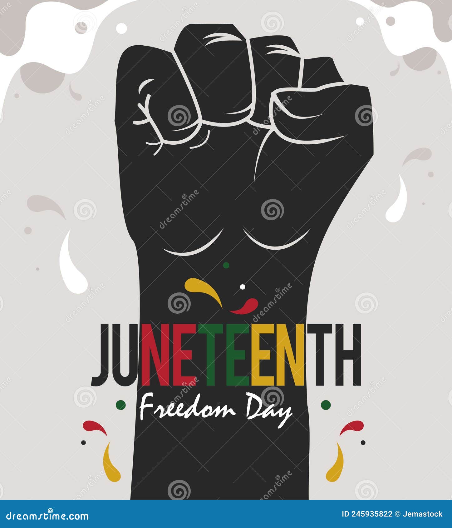 Juneteenth Lettering With Fist Silhouette Vector Illustration ...