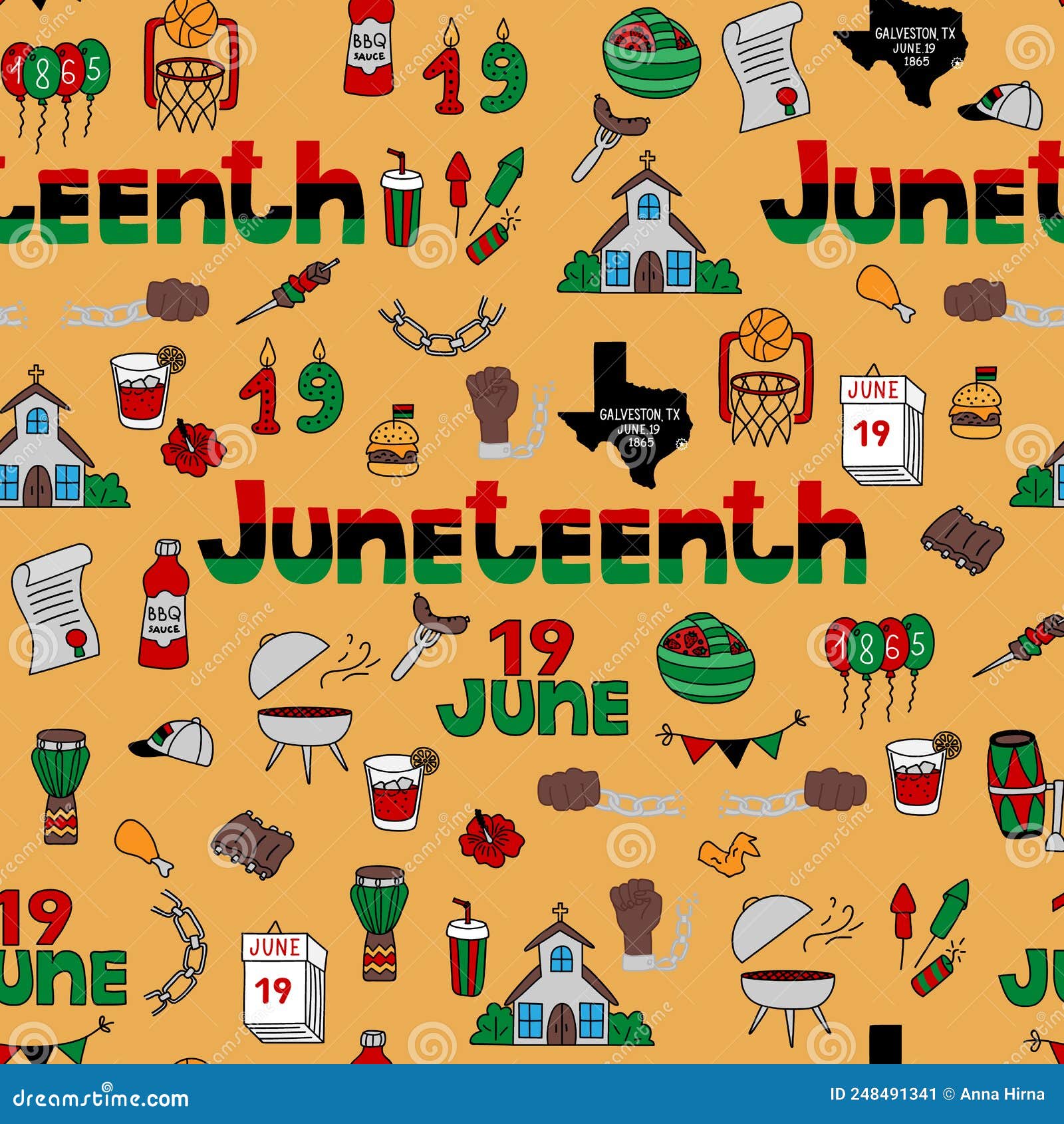 Juneteenth Seamless Pattern. Vector Traditional Background, Textile ...