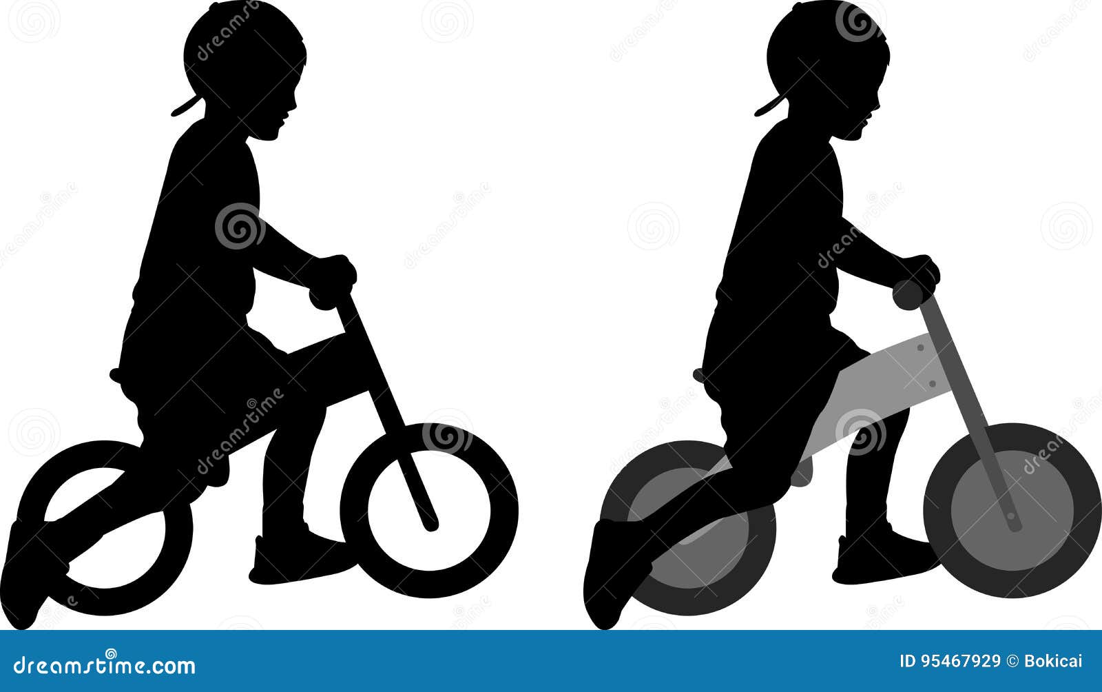 Junge, Der Ein Pushbike Schattenbild Reitet Vektor Abbildung ...