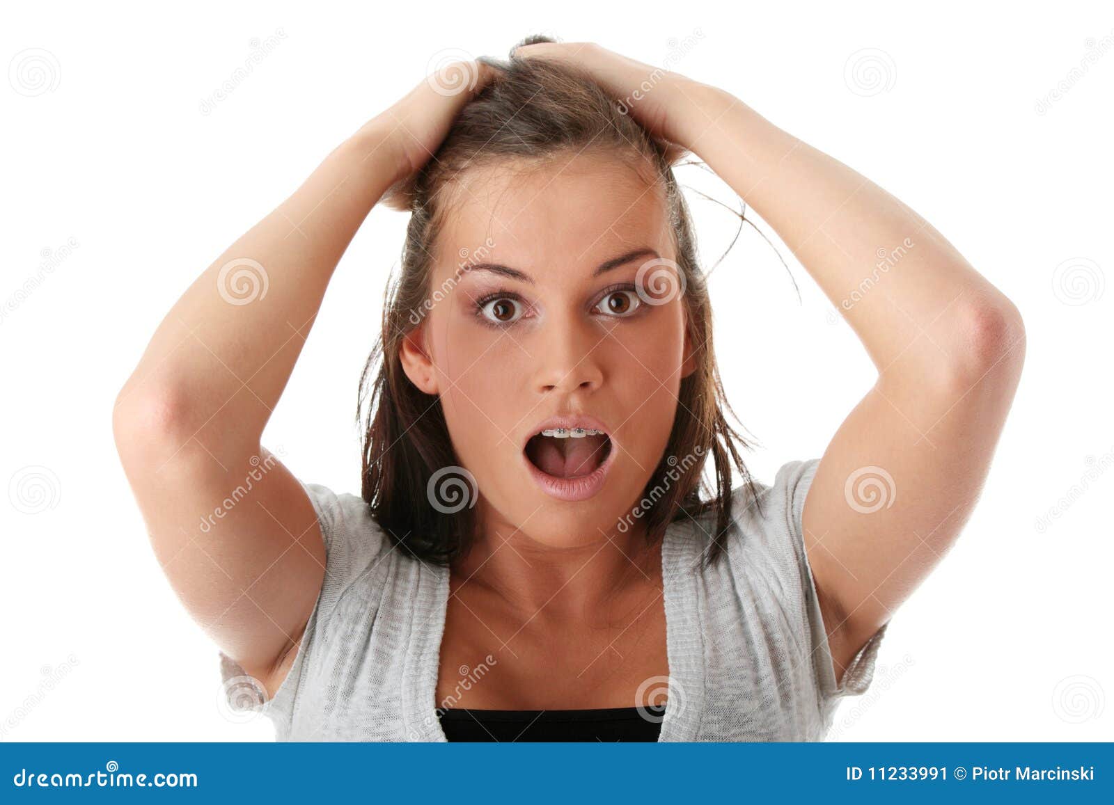 Junge Frau entsetzt stockbild. Bild von porträt, mädchen - 11233991